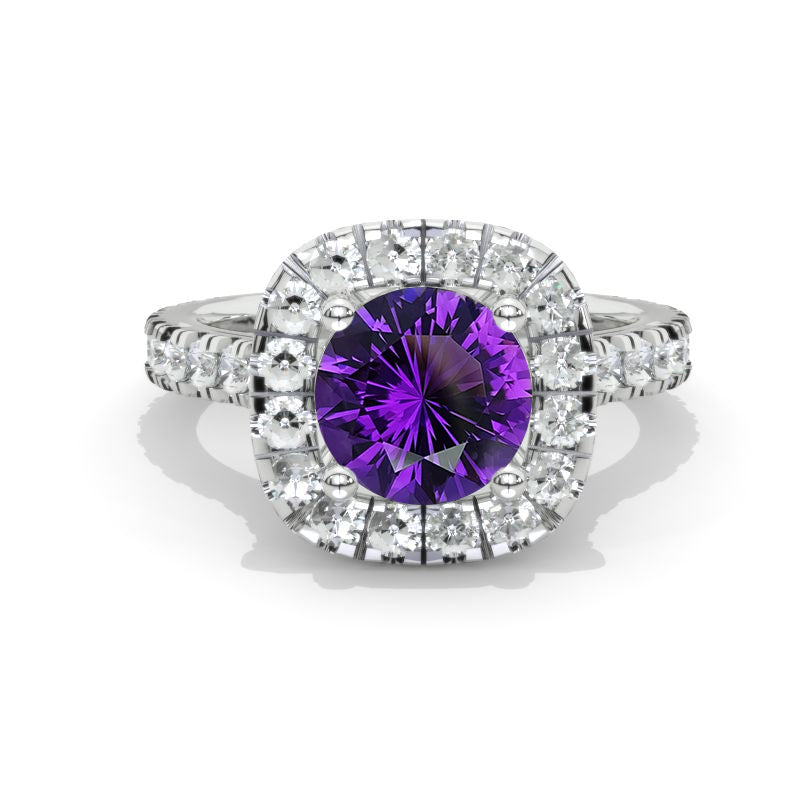 3 Carat Kite Natural Amethyst Engagement Ring. 3CT Fancy Shape Natural Amethyst Ring