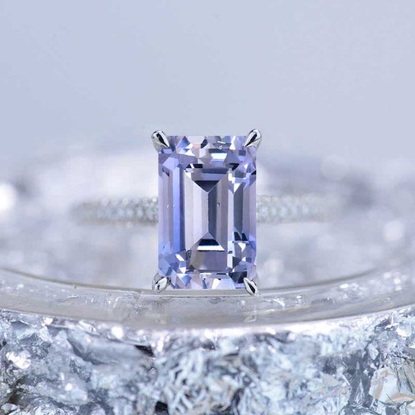 2ct Emerald Cut Purple Sapphire Engagement Ring - Giliarto