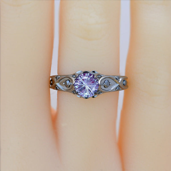 14K Black Gold Fireworks Cut Alexandrite Celtic Engagement Ring - Giliarto