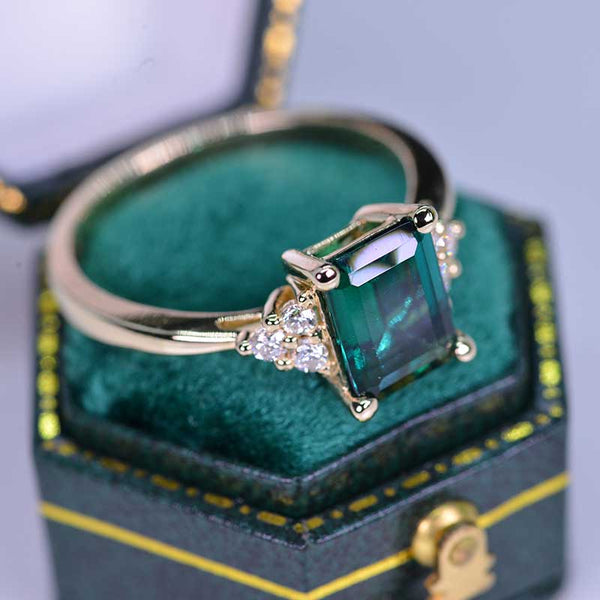 3Ct Emerald Shape Step Cut Emerald Ring, Solitaire ring, 3 Carat Emera ...