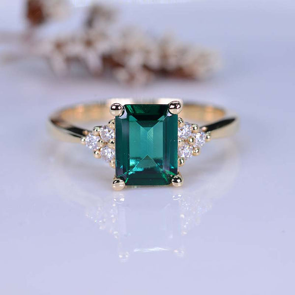 3Ct Emerald Shape Step Cut Emerald Ring, Solitaire ring, 3 Carat Emera ...
