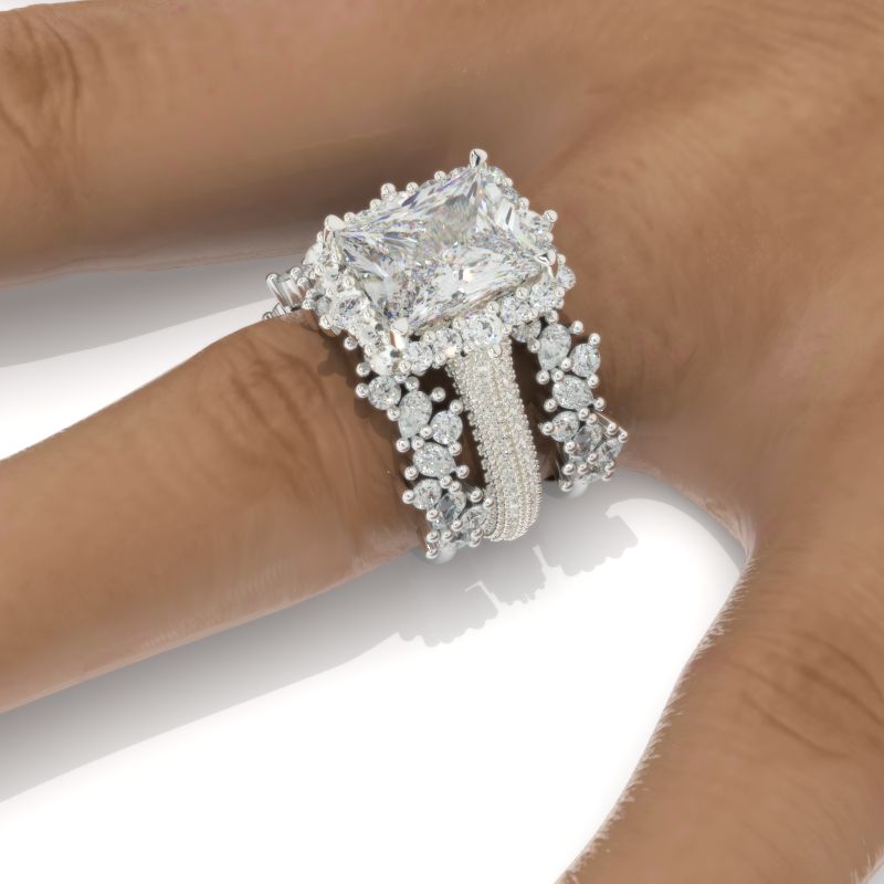 2 Carat Vintage Style Radiant Cut Giliarto Moissanite White Gold Engagement Ring