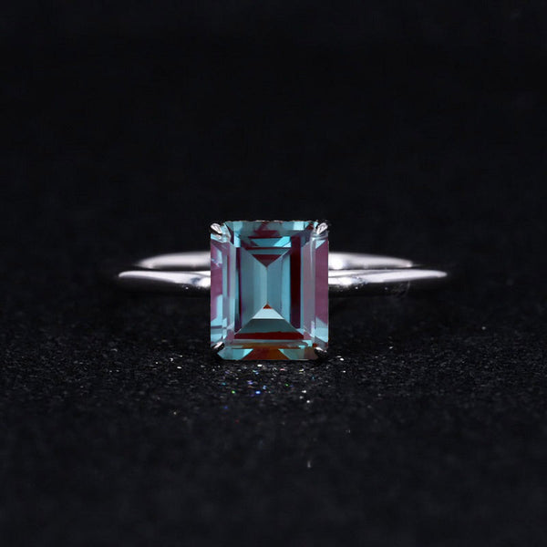 4Ct Alexandrite Engagement Ring, Solitaire Radiant Cut Alexandrite Eng ...