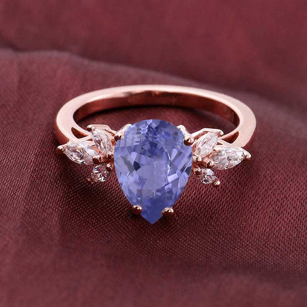 Pear shaped Purple Sapphire engagement ring vintage Unique Purple Sapp ...